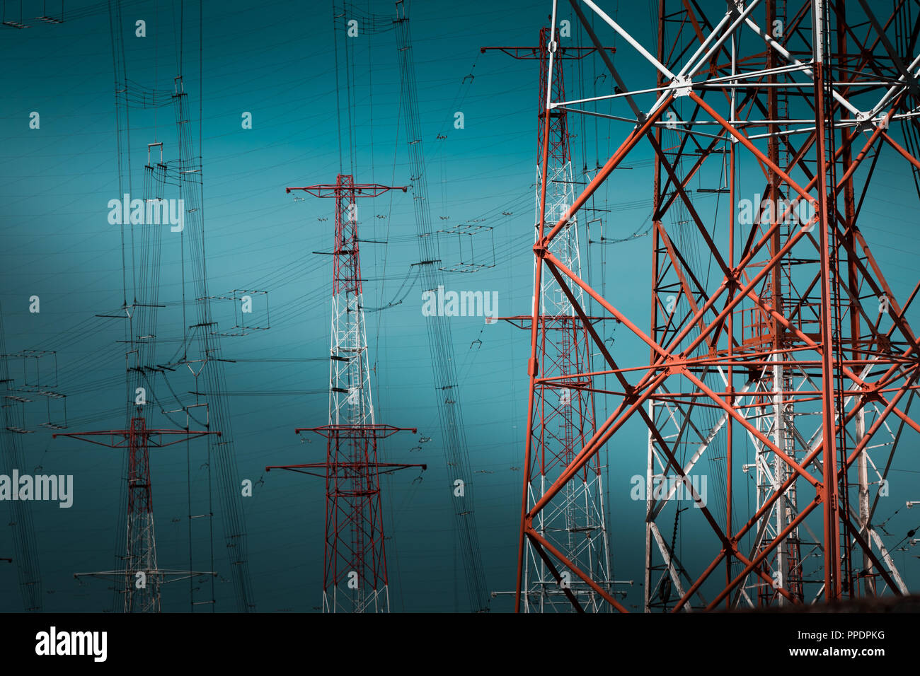 Engineering for communication structures. Massive, red and white power ...