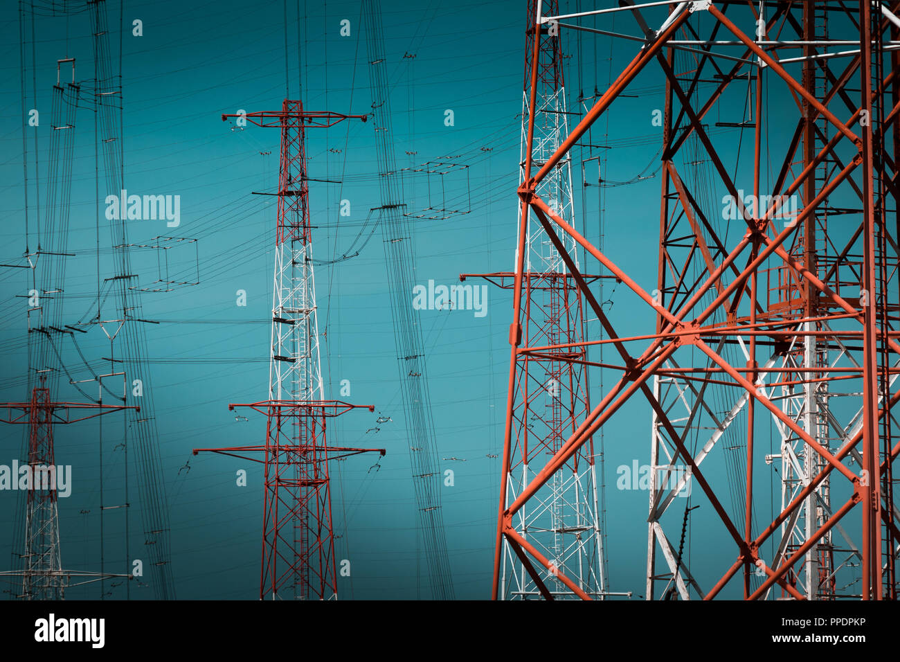 Engineering for communication structures. Massive, red and white power ...