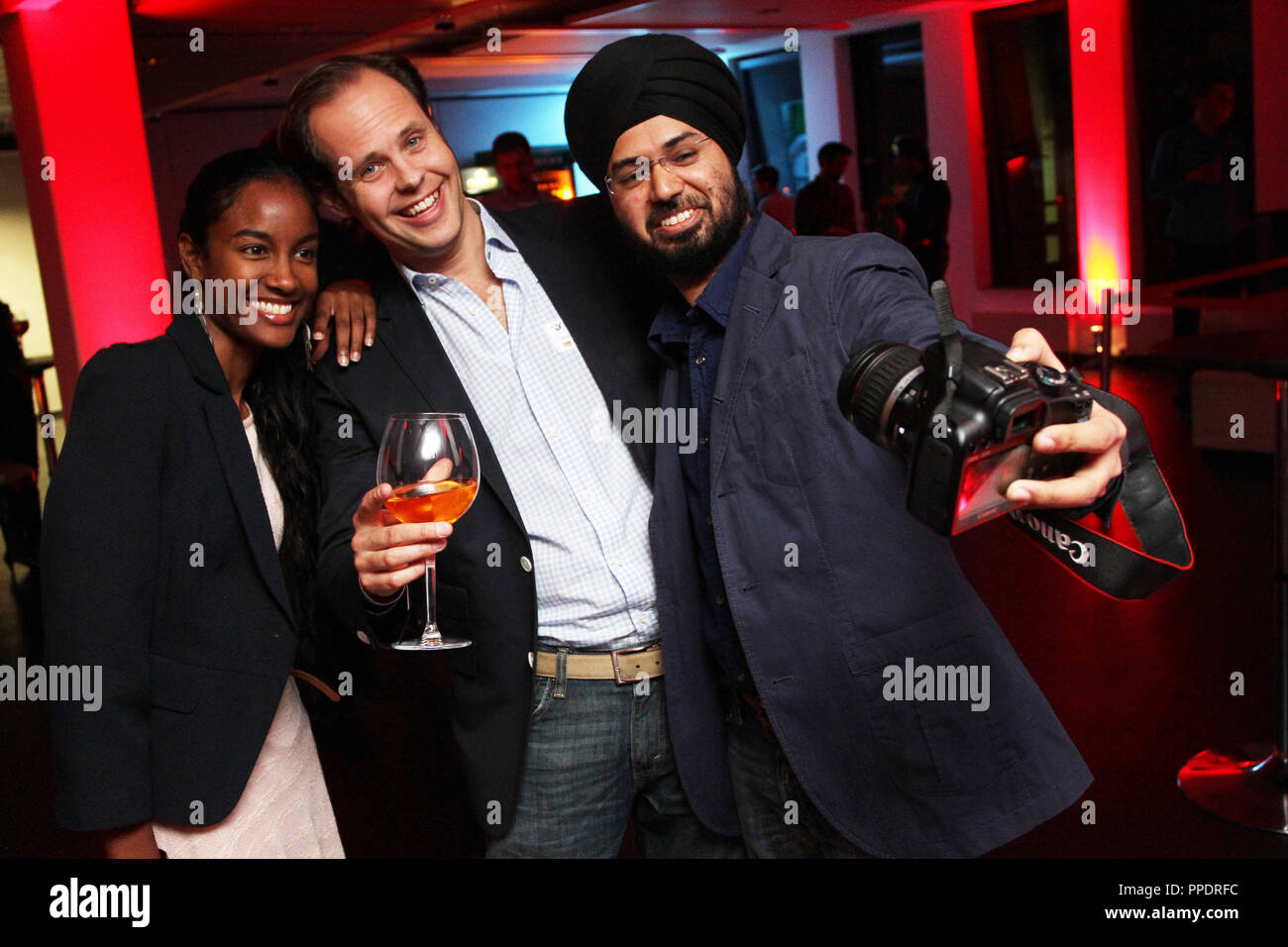 InterNations meeting in the Sky-Lounge in Munich, in the middle Malte ...