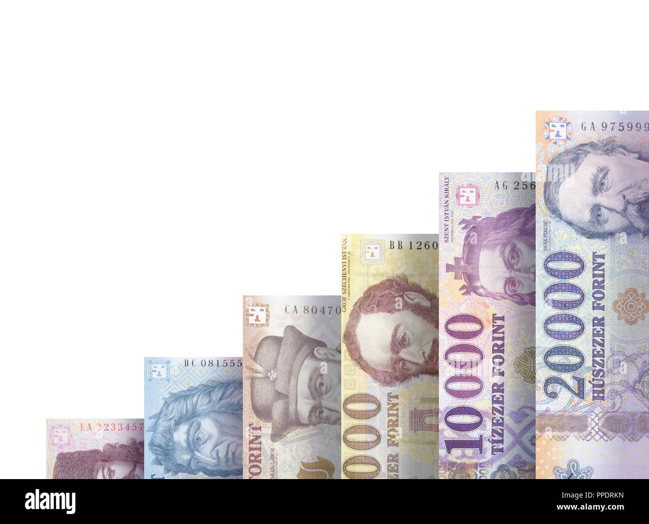 Paper money bills growing in size and value looking like a financial ...