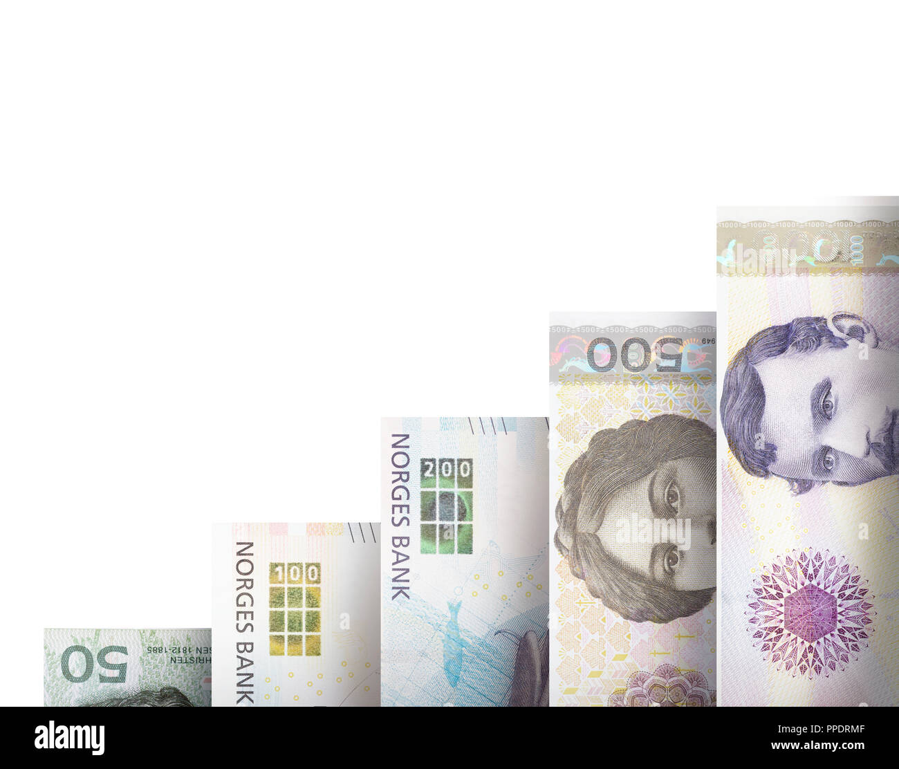 Paper money bills growing in size and value looking like a financial ...