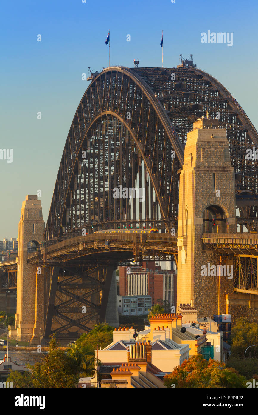 Sydney Harbour Bridge seen from Observatory Hill looking along Lower ...