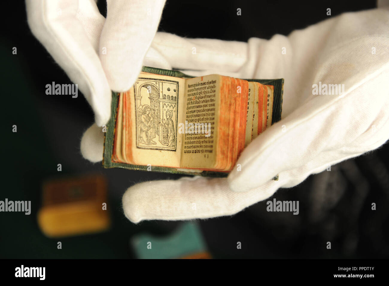 A miniature book from the incunabula collection at the State Library in ...
