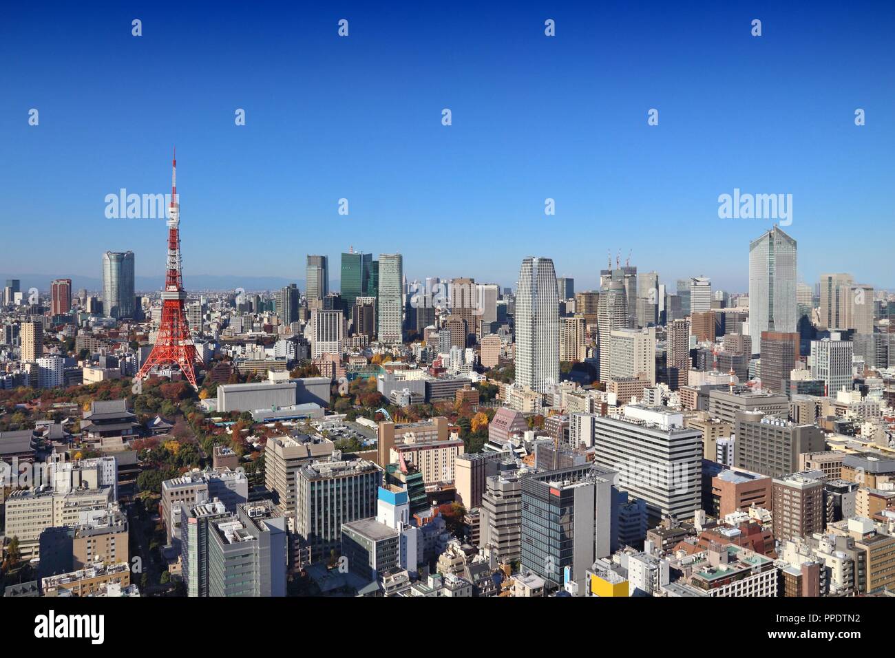 Tokyo city skyline - aerial view with Roppongi and Minato wards Stock ...