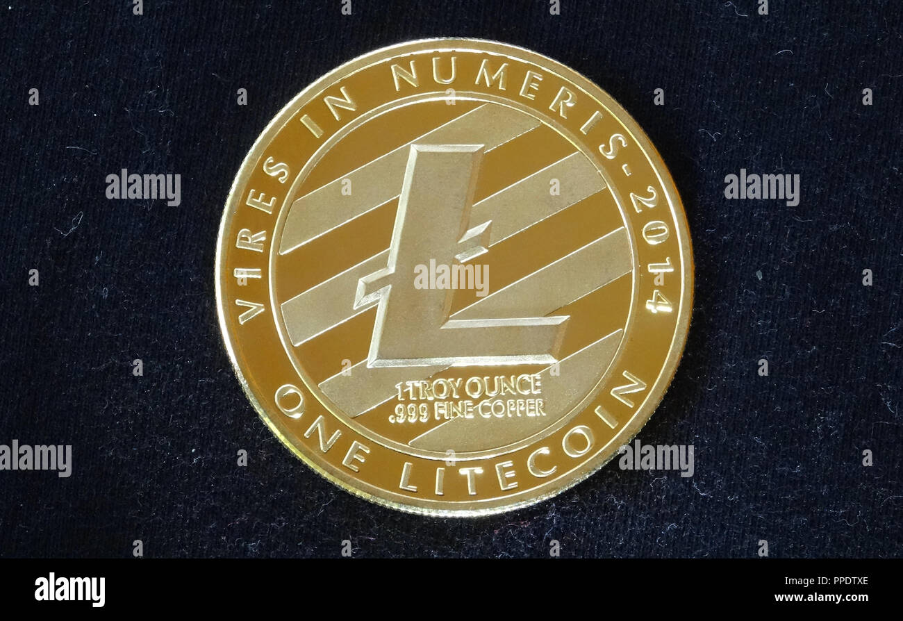 Litecoin, crypto currency coins, blockchain digital money Stock Photo ...
