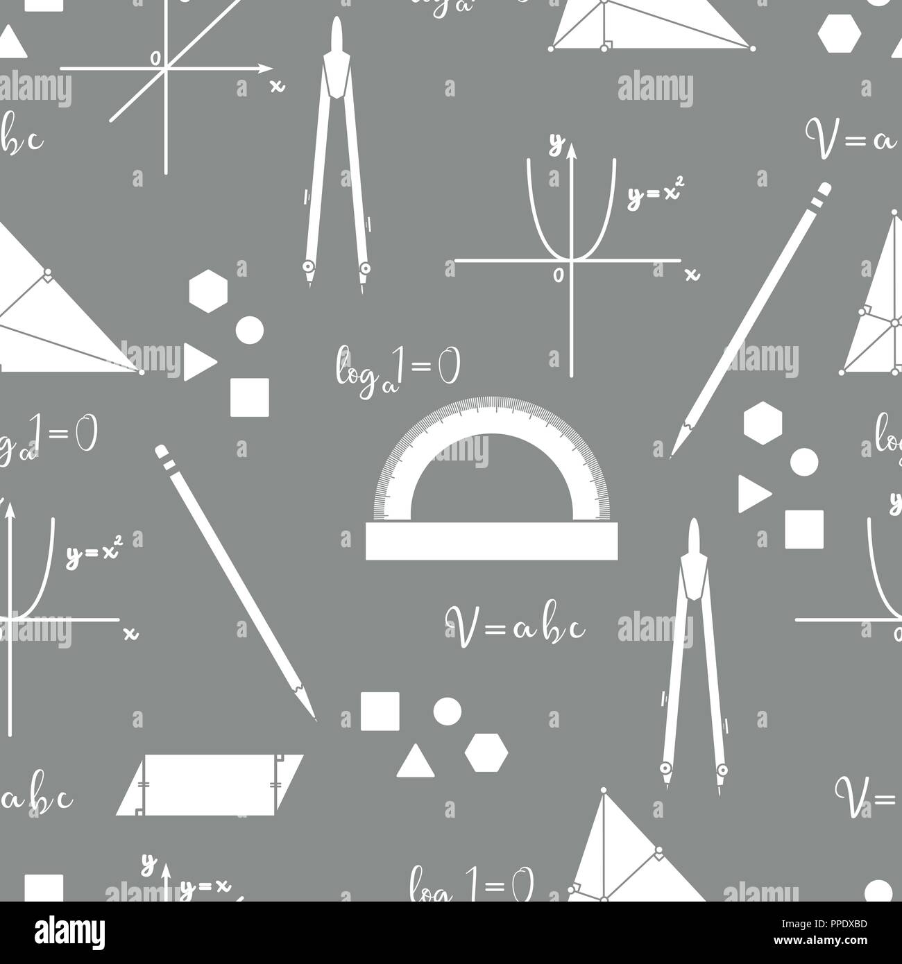 Mathematical Scientific Vector Seamless Pattern With Geometry Plots