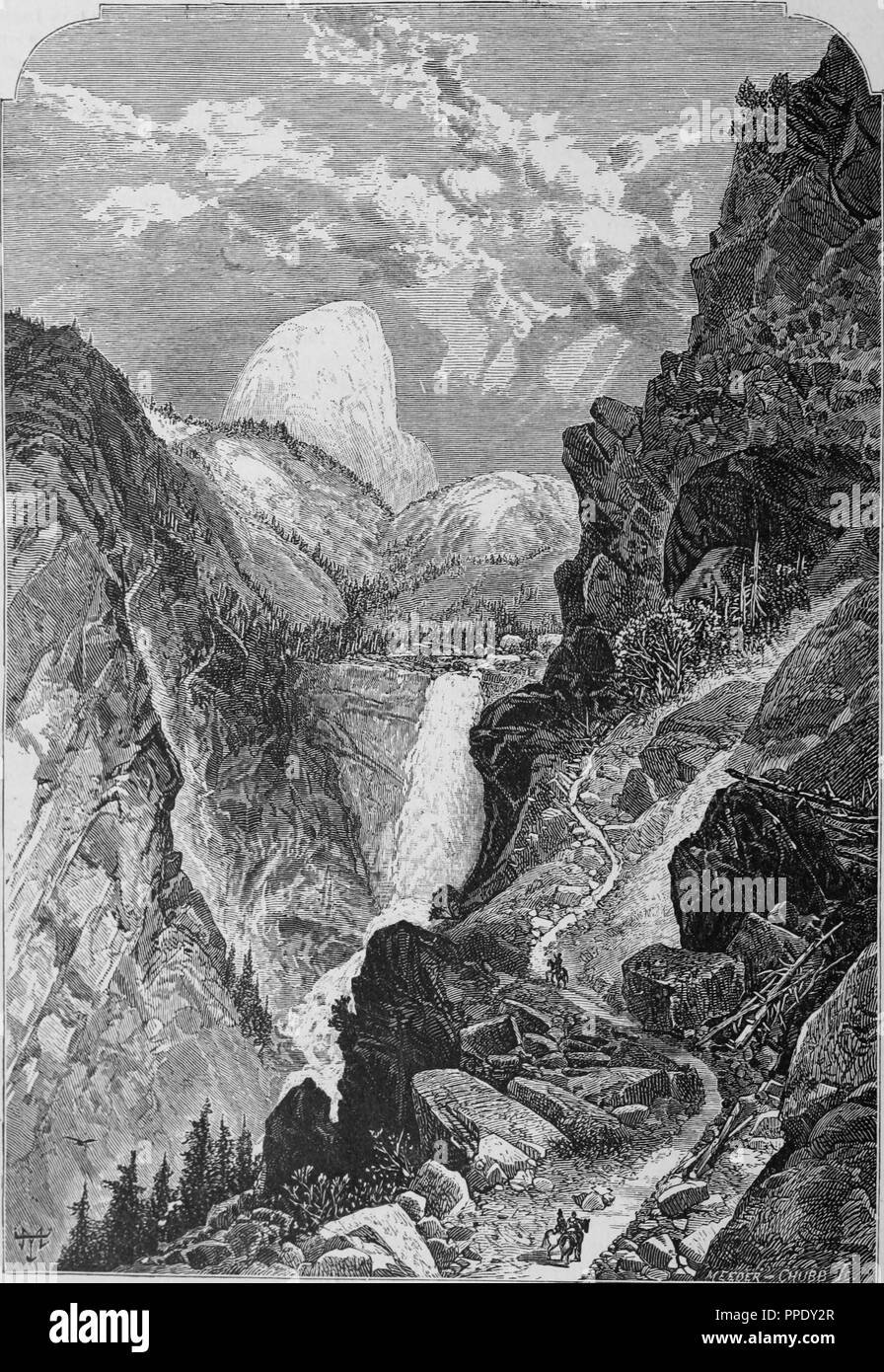 Engraving of the vernal falls hi-res stock photography and images - Alamy
