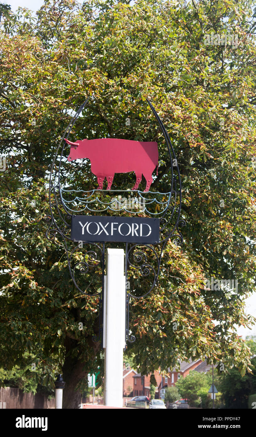 Yoxford Village Sign Suffolk Stock Photo - Alamy