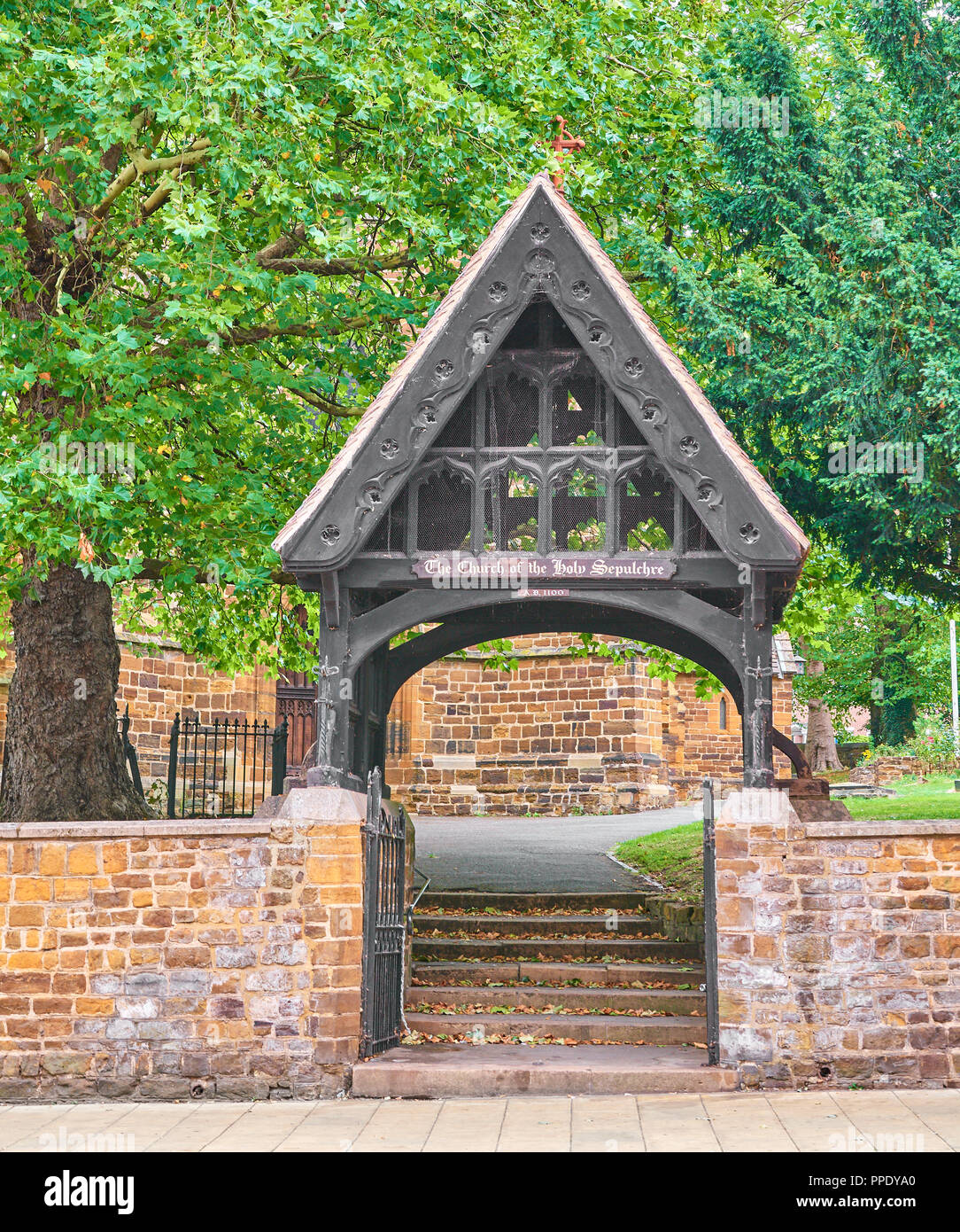 Triangular gateway entrance to the norman built (1100 AD) round church ...