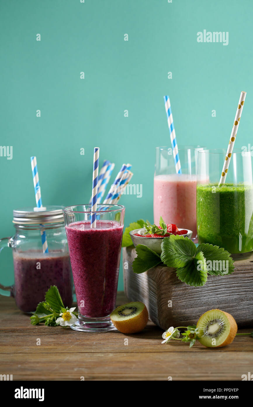 Fresh Summer smoothies set Stock Photo - Alamy