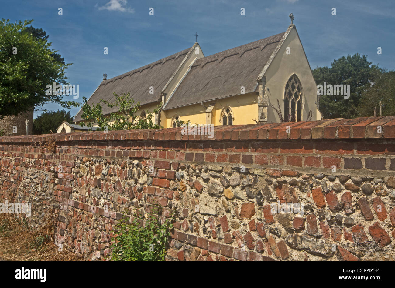 Bramfield Village Saint Andrew Thatch Church Suffolk Stock Photo - Alamy