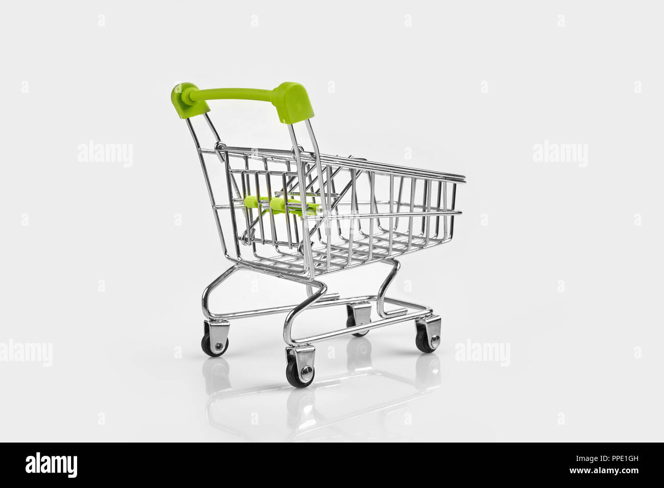 Close up of supermarket grocery push cart for shopping with black ...