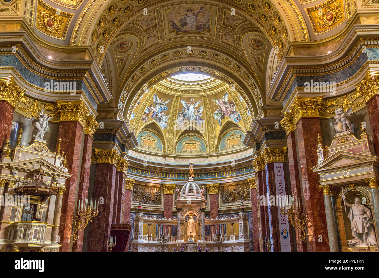 Interior of St. Stephen's Basilica, a Neoclassical Roman Catholic ...
