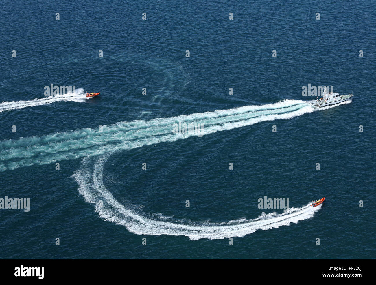 The Naval Patrol Boat, P292, HMS Charger, training with the RNLI off ...
