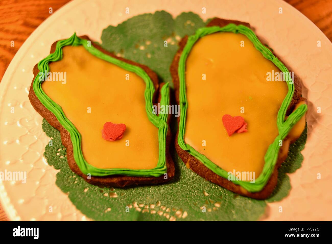 Two, homemade, home baked and hand decorated, cut out, On Wisconsin ...