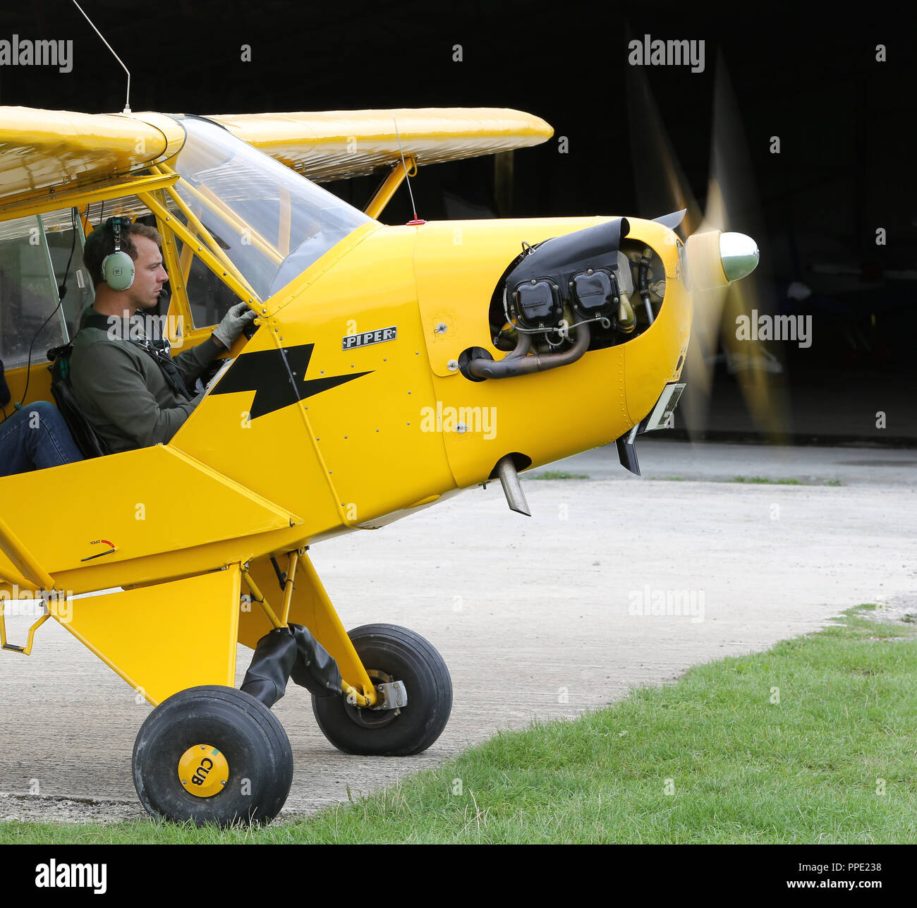 Arthur Williams and his Piper Cub Stock Photo - Alamy