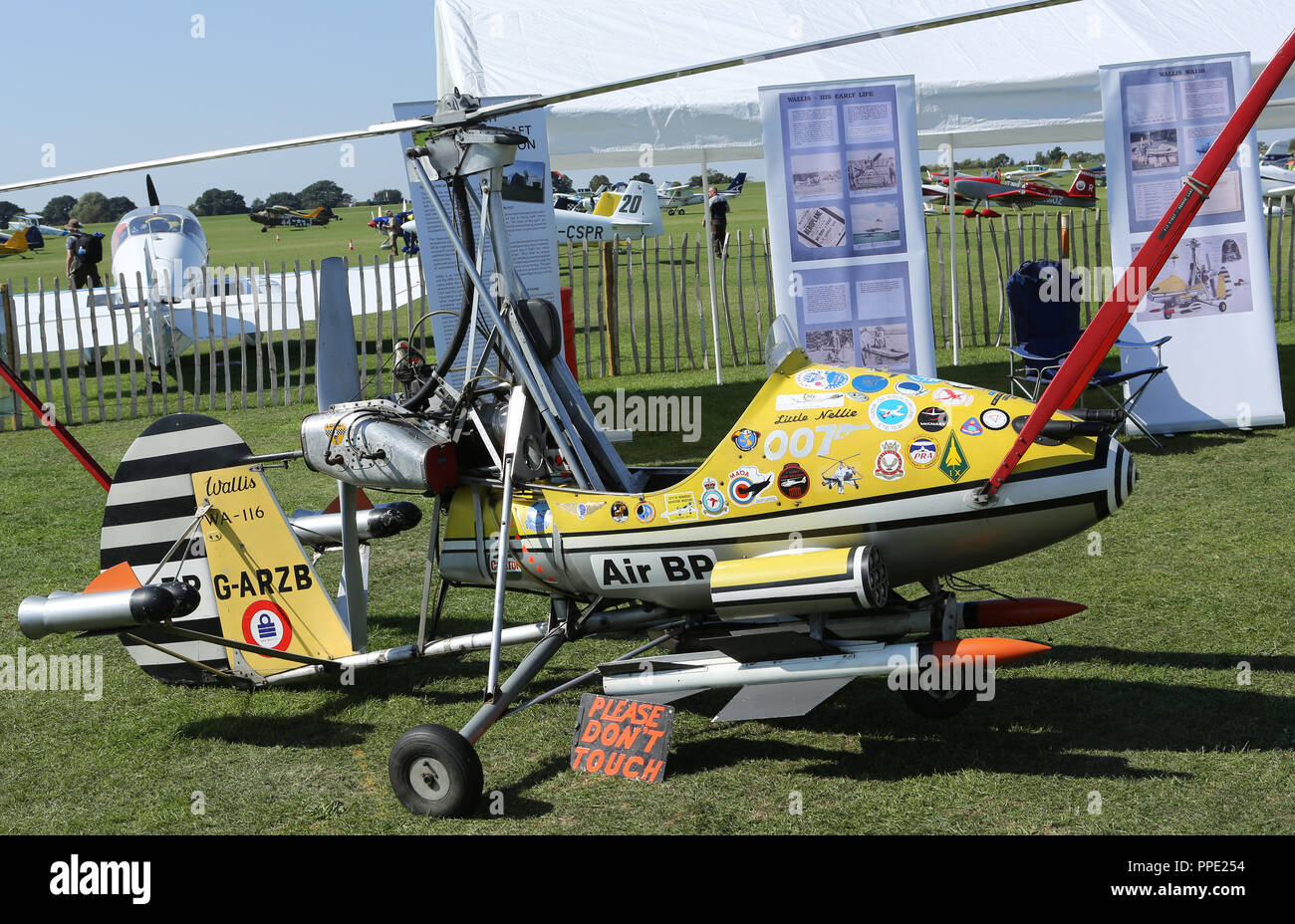 James Bond's Little Nellie autogyro on display at Sywell Stock Photo ...