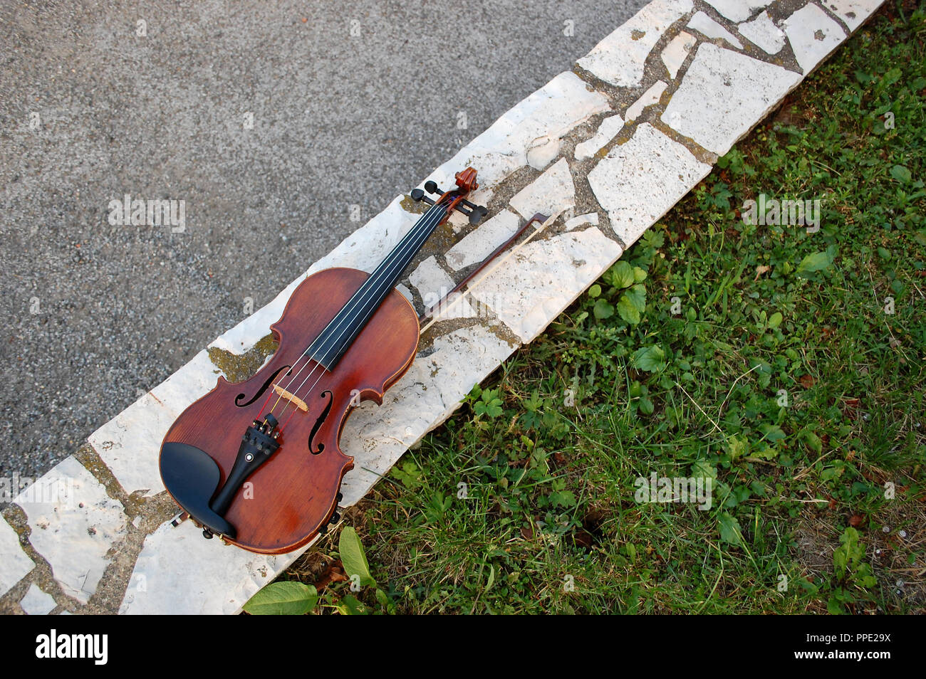Musical Instrument Viola.A close-up photo of viola in daylight. Macro ...