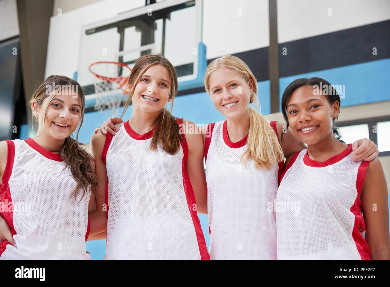 Portrait Of Female High School Basketball Team Stock Photo - Alamy