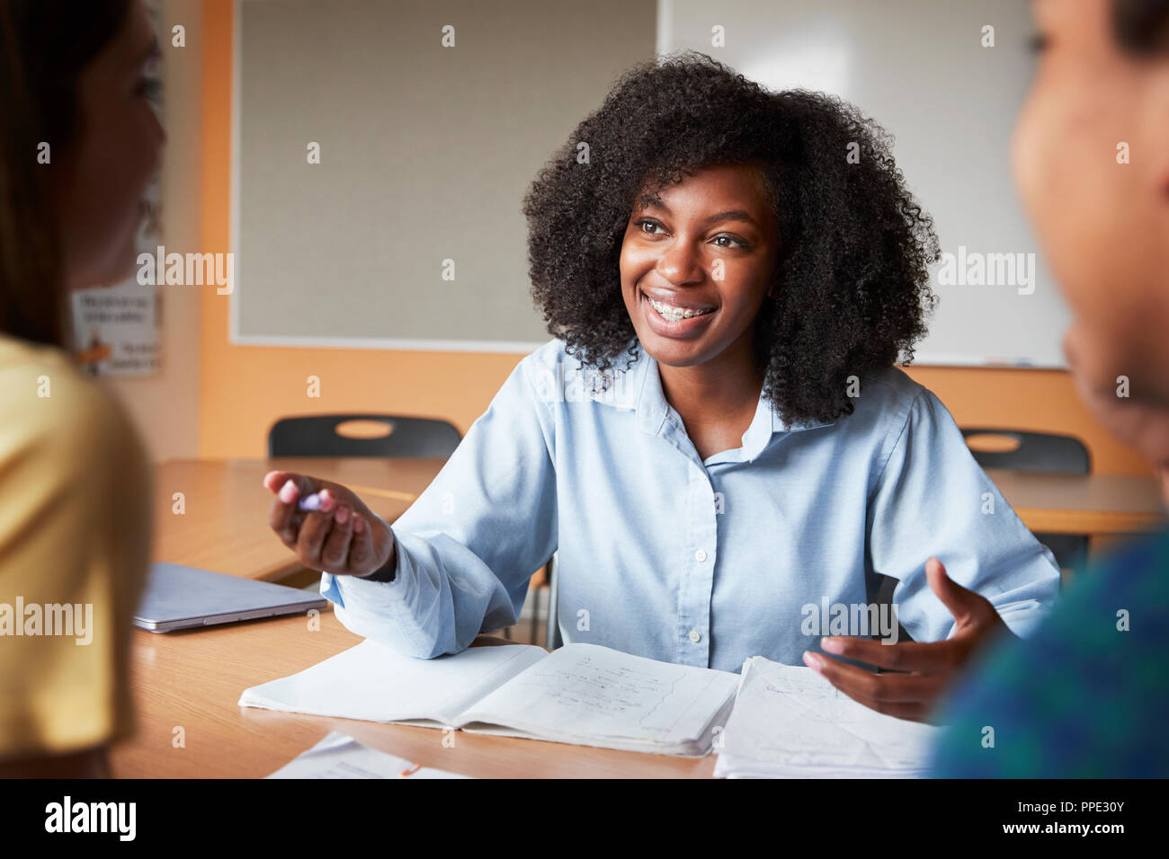Two high school students learning hi-res stock photography and images ...