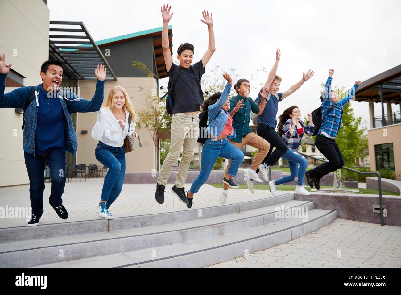 Asian teen boy jumping hi-res stock photography and images - Alamy
