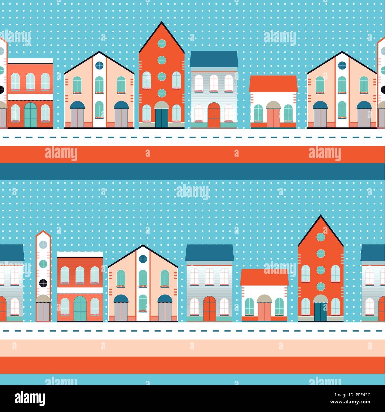 House buildings, home seamless background pattern Stock Vector Image ...