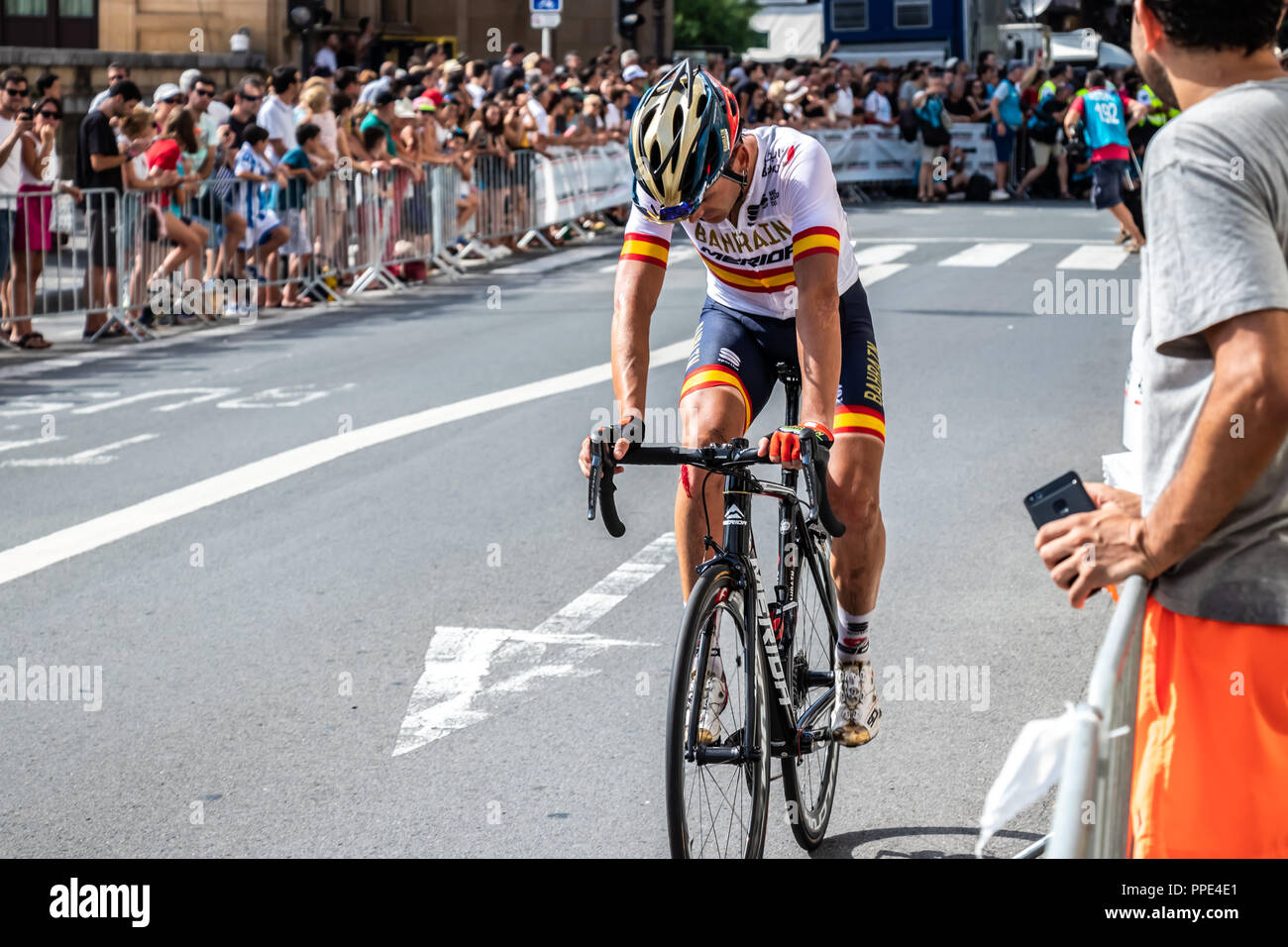 A Cyclist Finishing the Race Stock Photo - Alamy