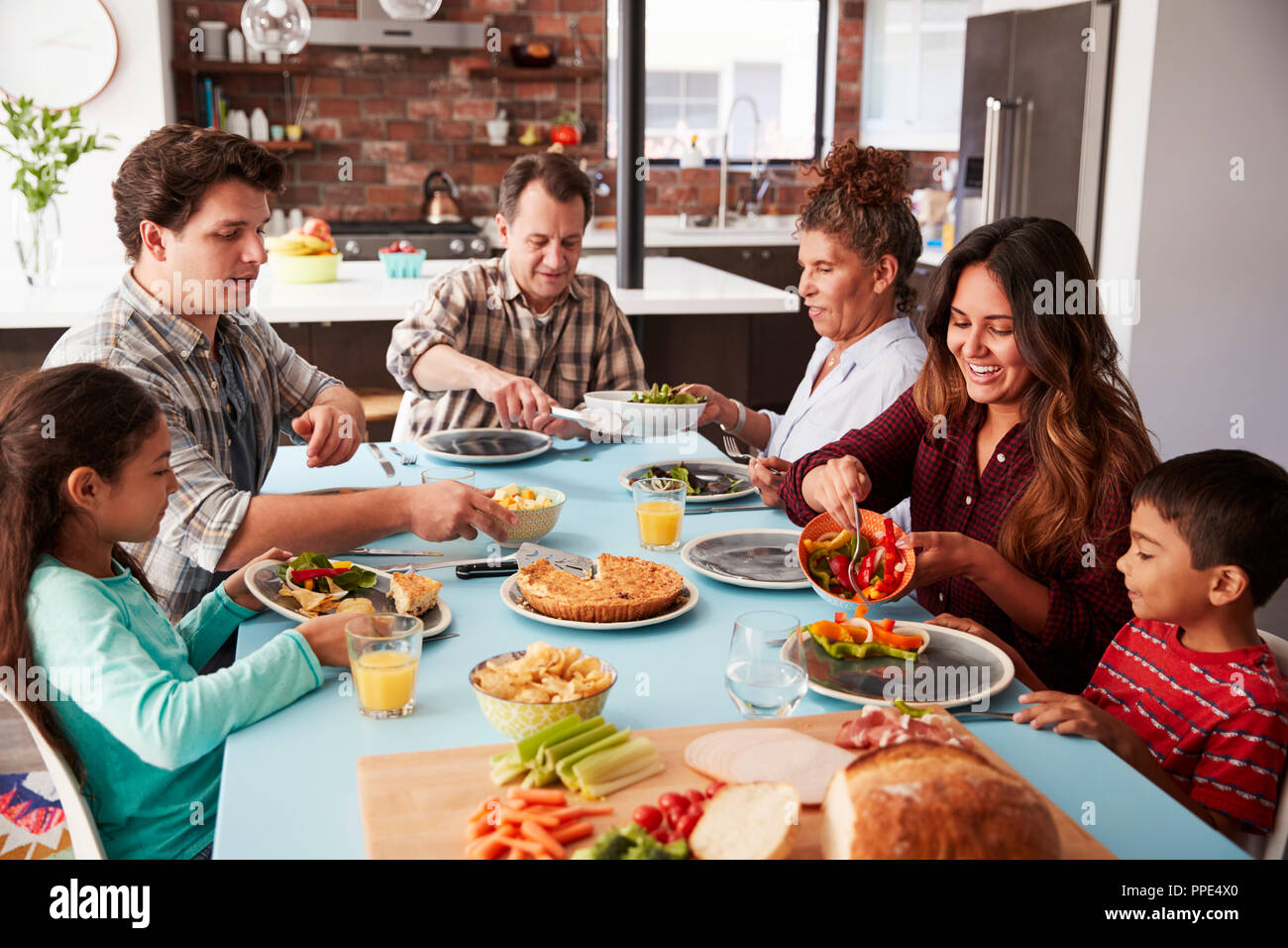 Happy Hispanic Family Dinner