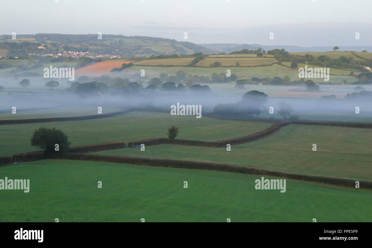 Panoramic view of Axe Valley in East Devon Area of Outstanding Natural ...