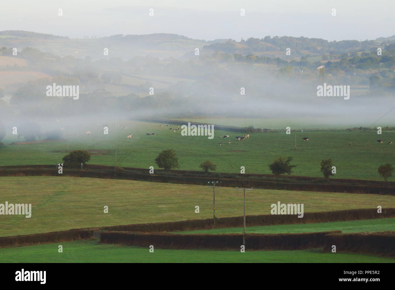 Panoramic view of Axe Valley in East Devon Area of Outstanding Natural ...