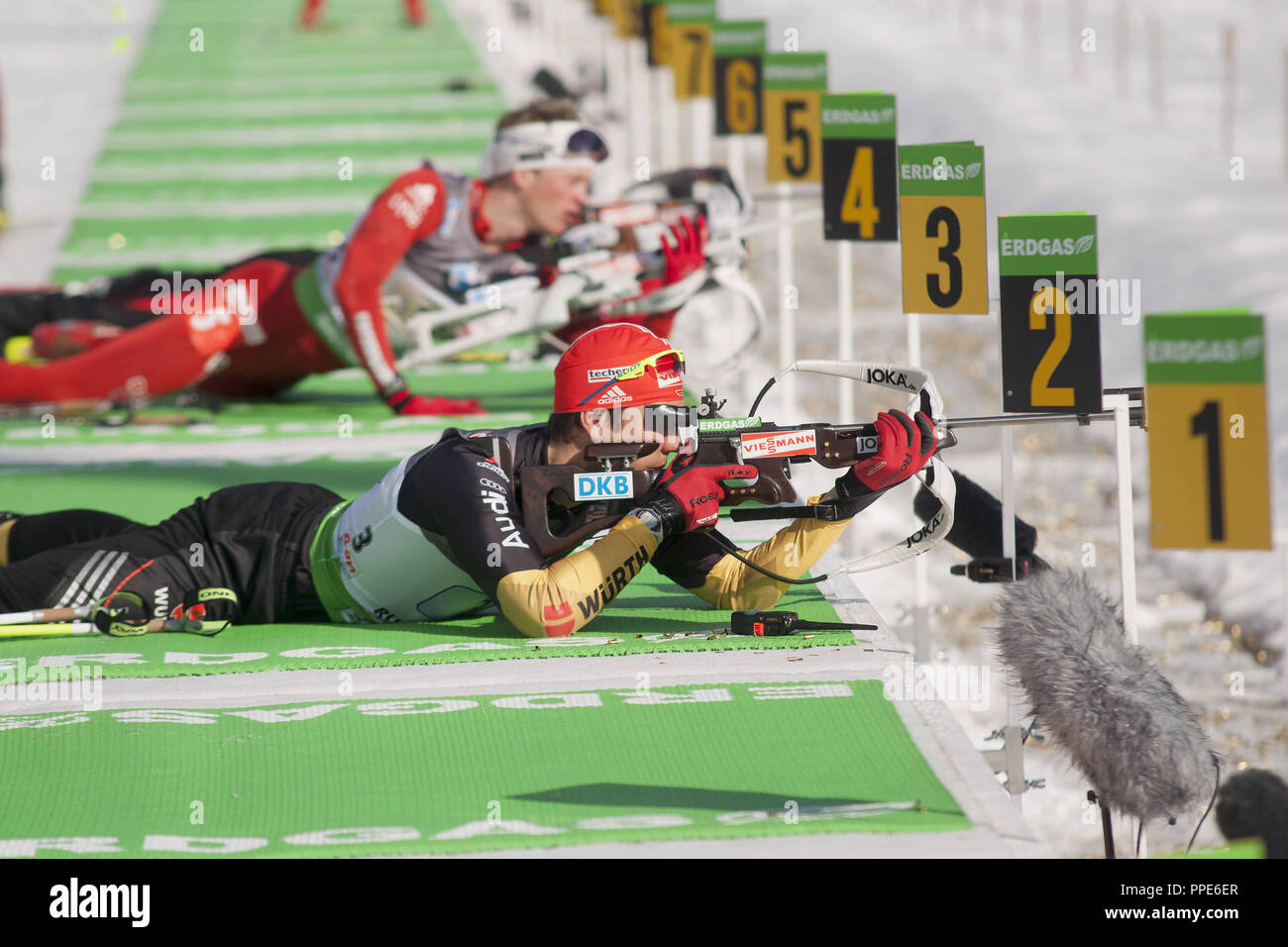 At the shooting range in the stadium of the Chiemgau Arena at the ...