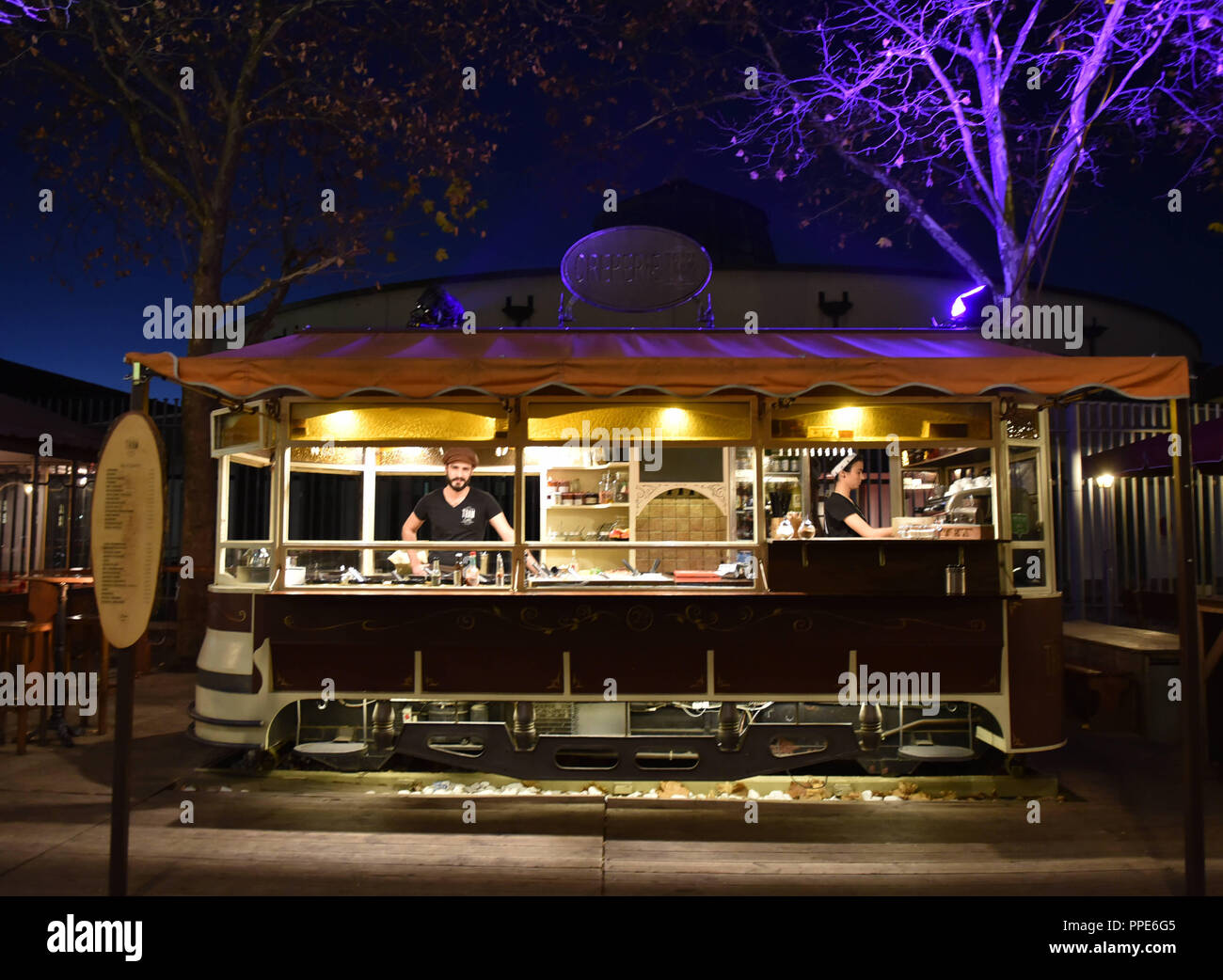Paolo Montanari in the Tram Cafe with creperie in the Wredestrasse in ...