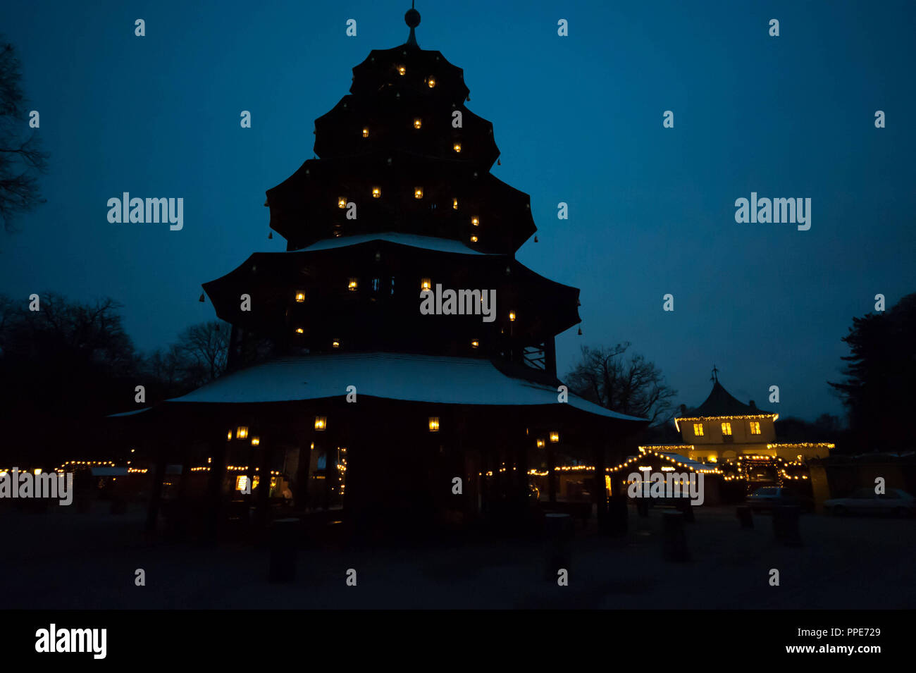 Christmas market at chinese tower english garden hi-res stock ...