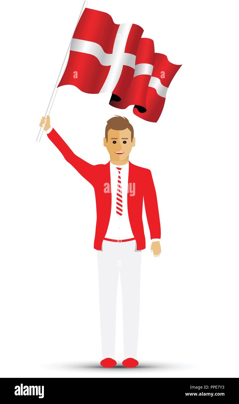Man with danish flag Stock Vector Images - Alamy