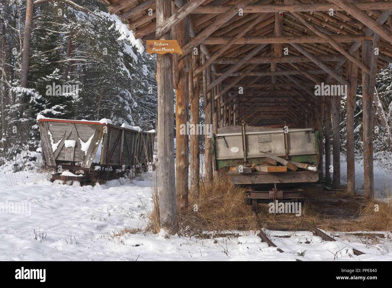 Peat museum in Ainringer Moor with the Ulrichshögl in the background ...