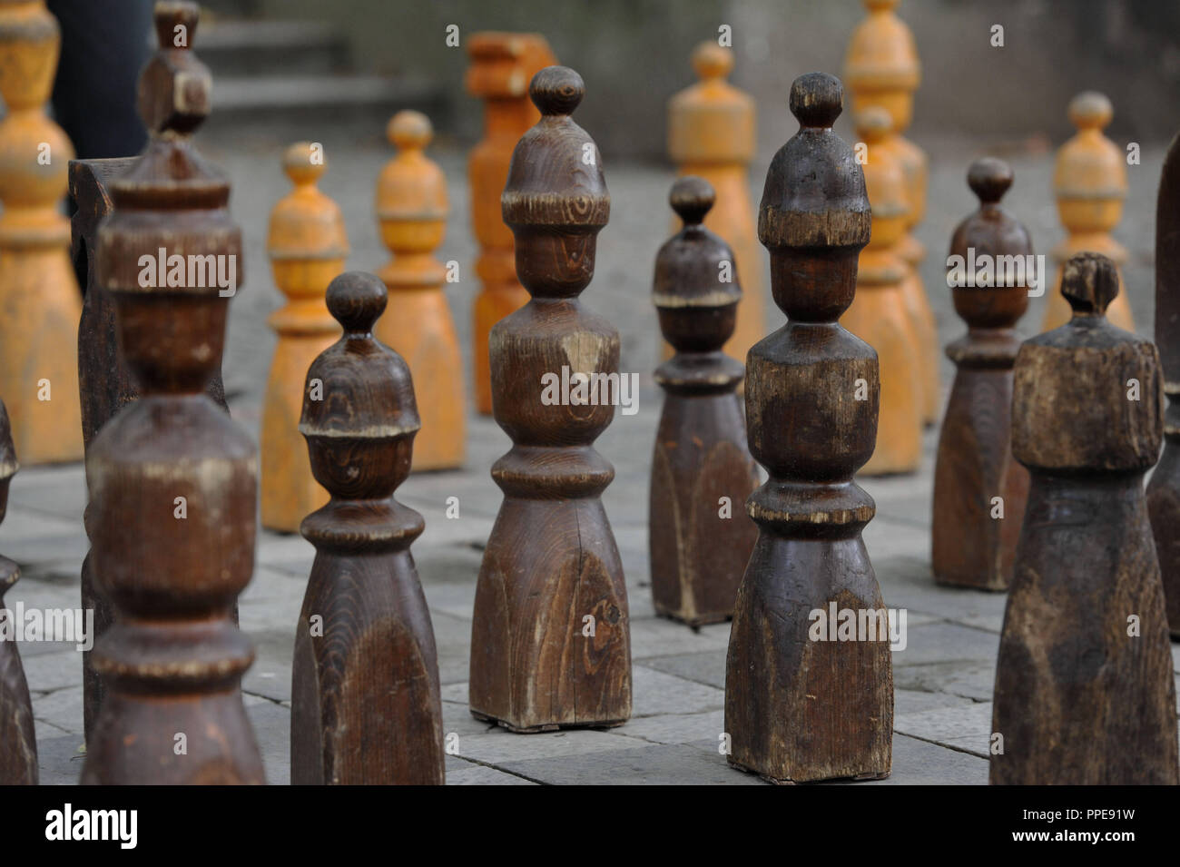 Chess pieces on a chess board on the Muenchner Freiheit Stock Photo - Alamy