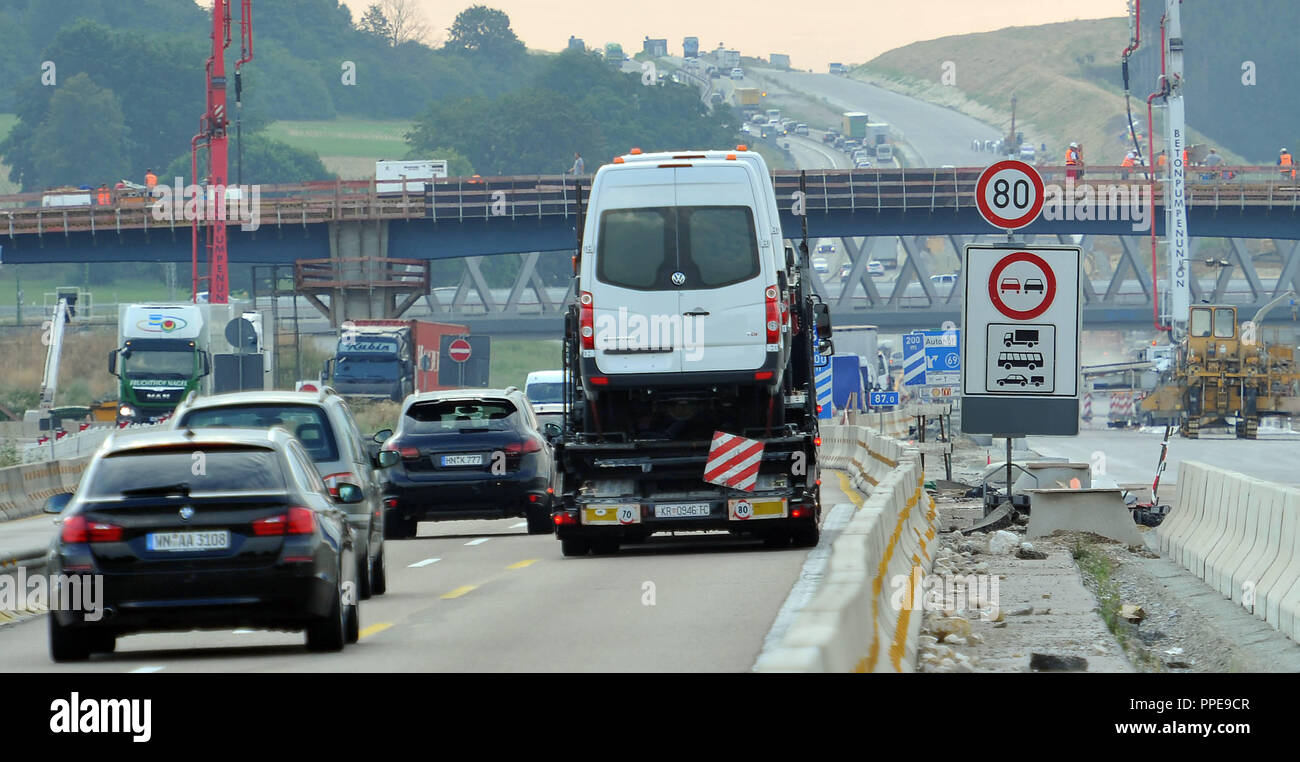 Construction work on the A8 motorway near Burgau between 7 and 8 o ...