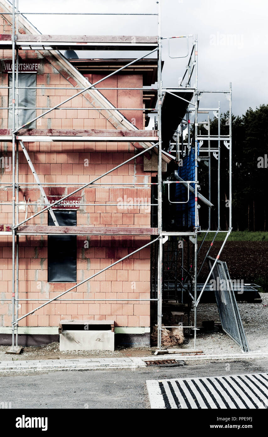 Unplastered brick wall in the development area at the Parsbergstrasse ...