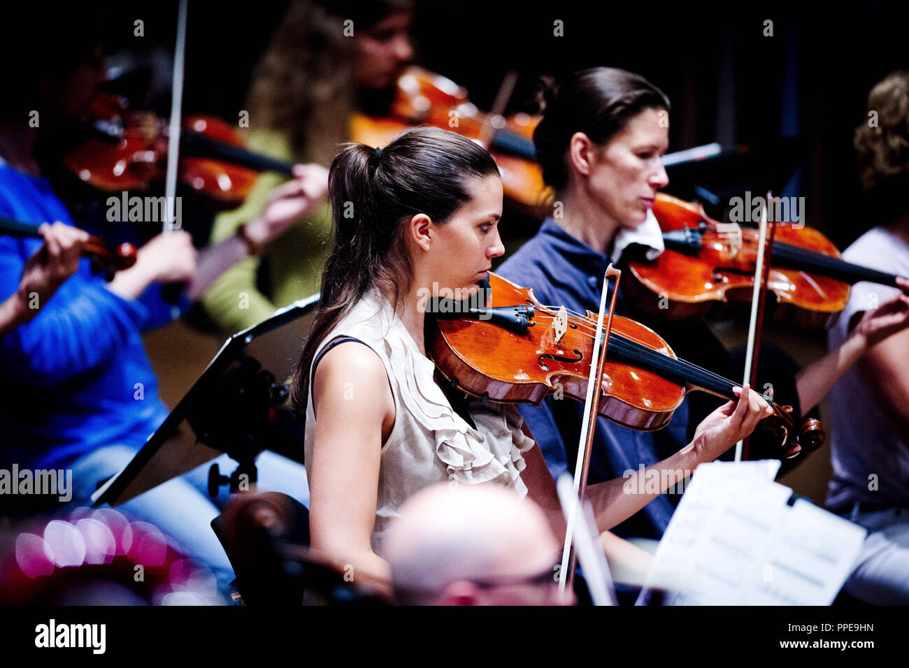 Musicians of the Bavarian Radio Symphony Orchestra rehearse in the ...