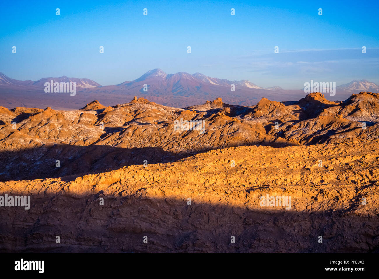 Sunset at Moon Valley in Atacama desert near San Pedro de Atacama Stock ...