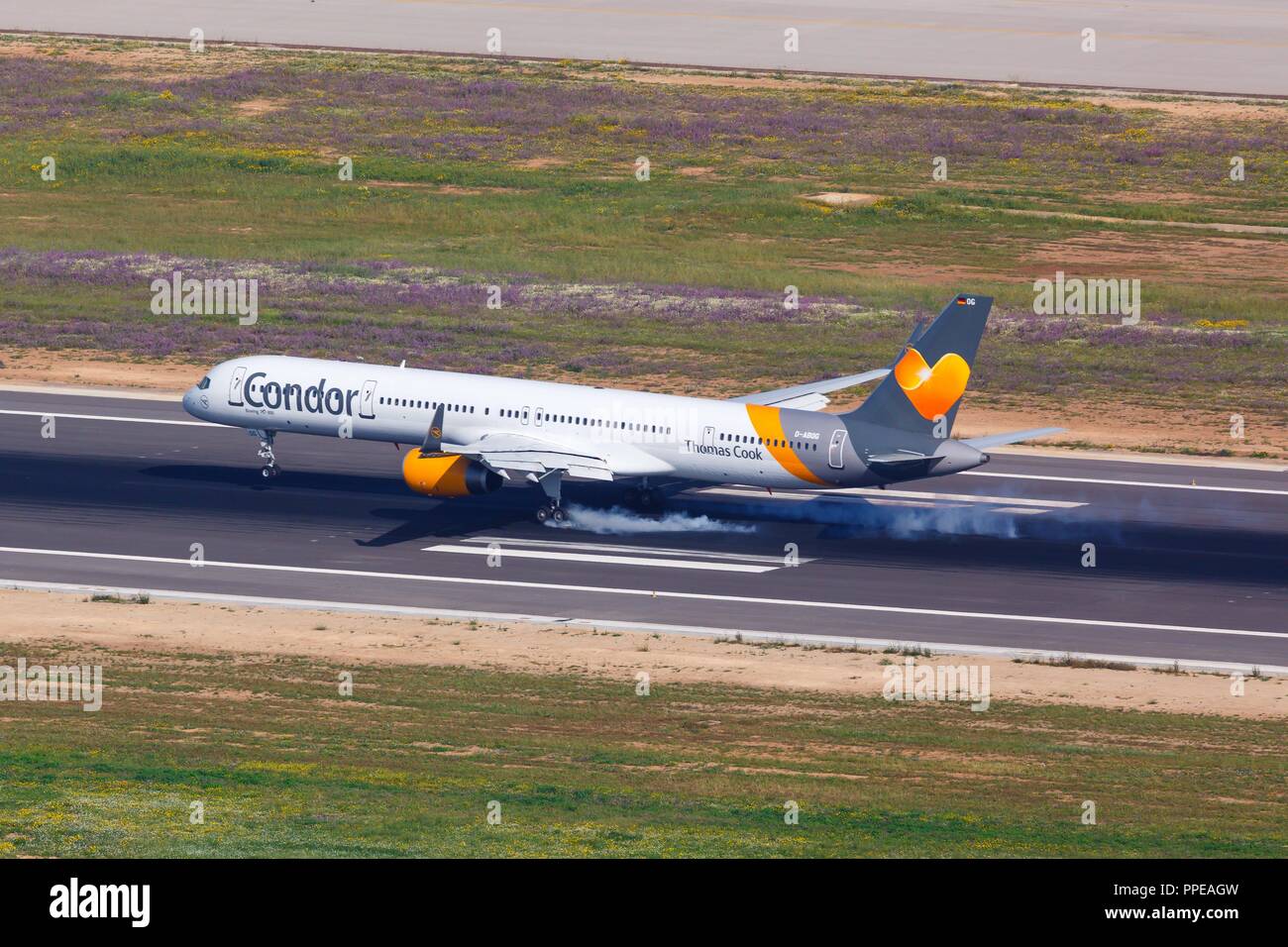 Palma de Mallorca, Spain - May 11, 2018: Condor Boeing 757 airplane at ...
