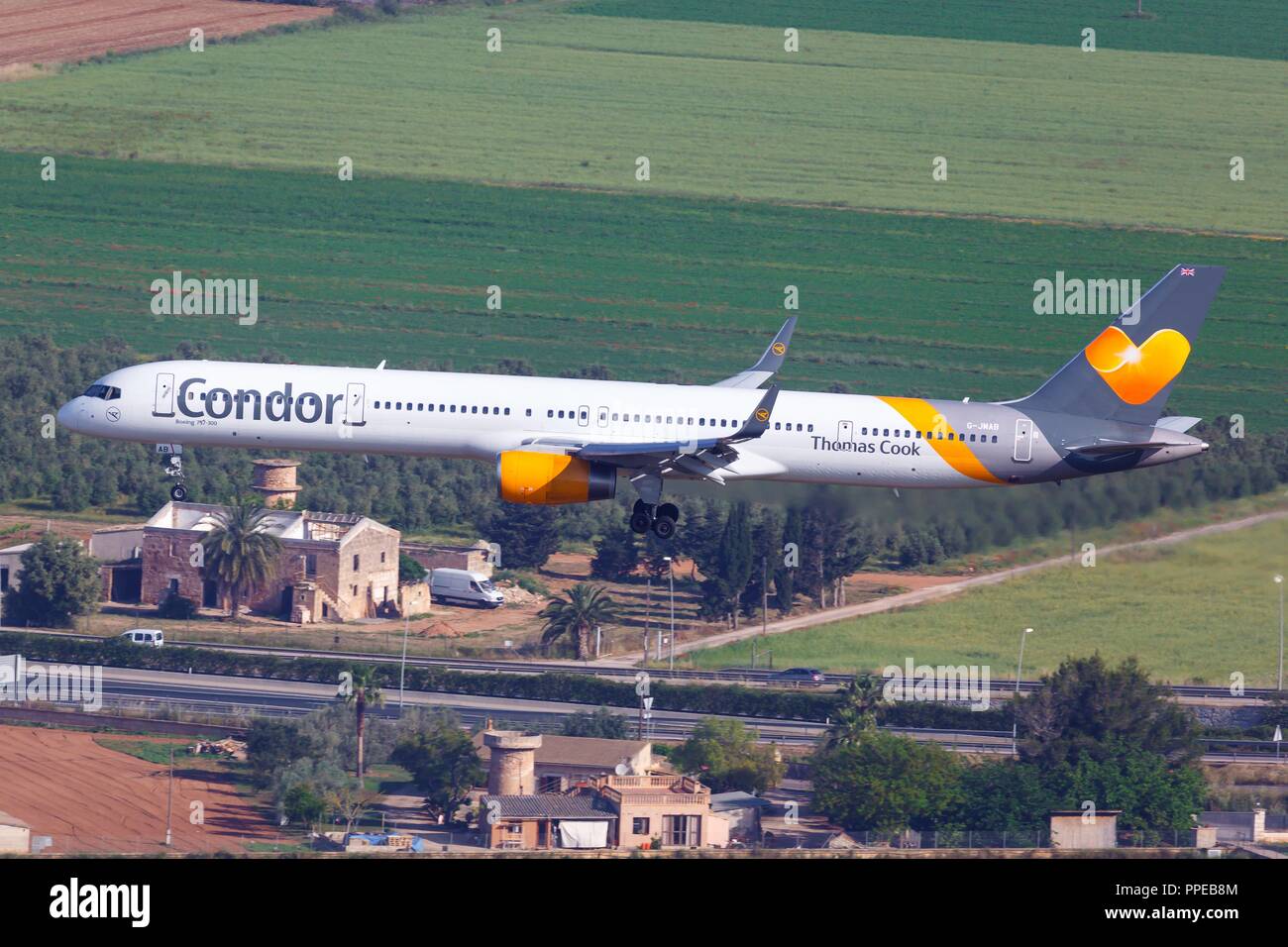 Palma de Mallorca, Spain - May 11, 2018: Condor Boeing 757 airplane at ...