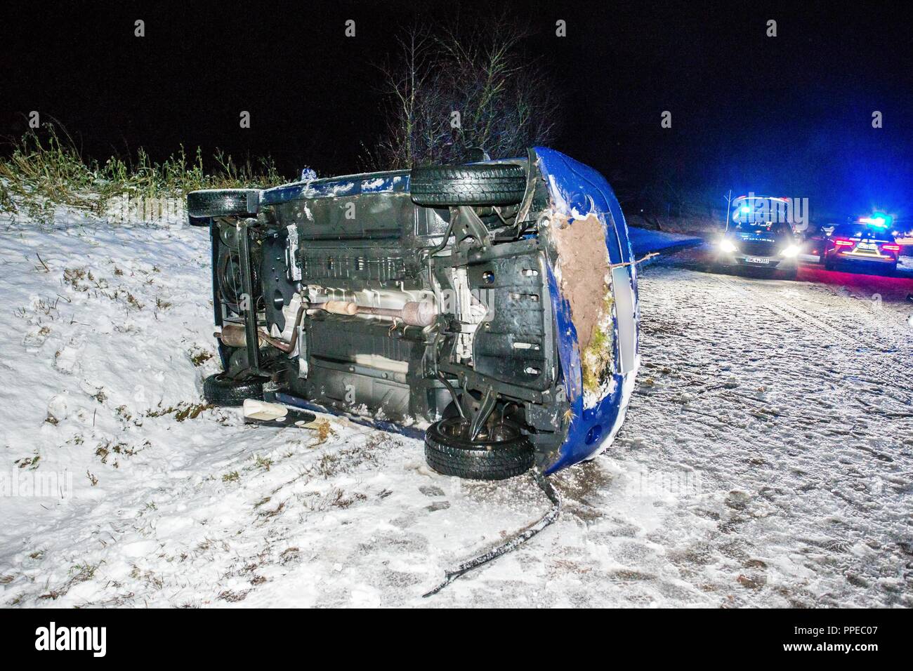 Car Accident At Night In Snow
