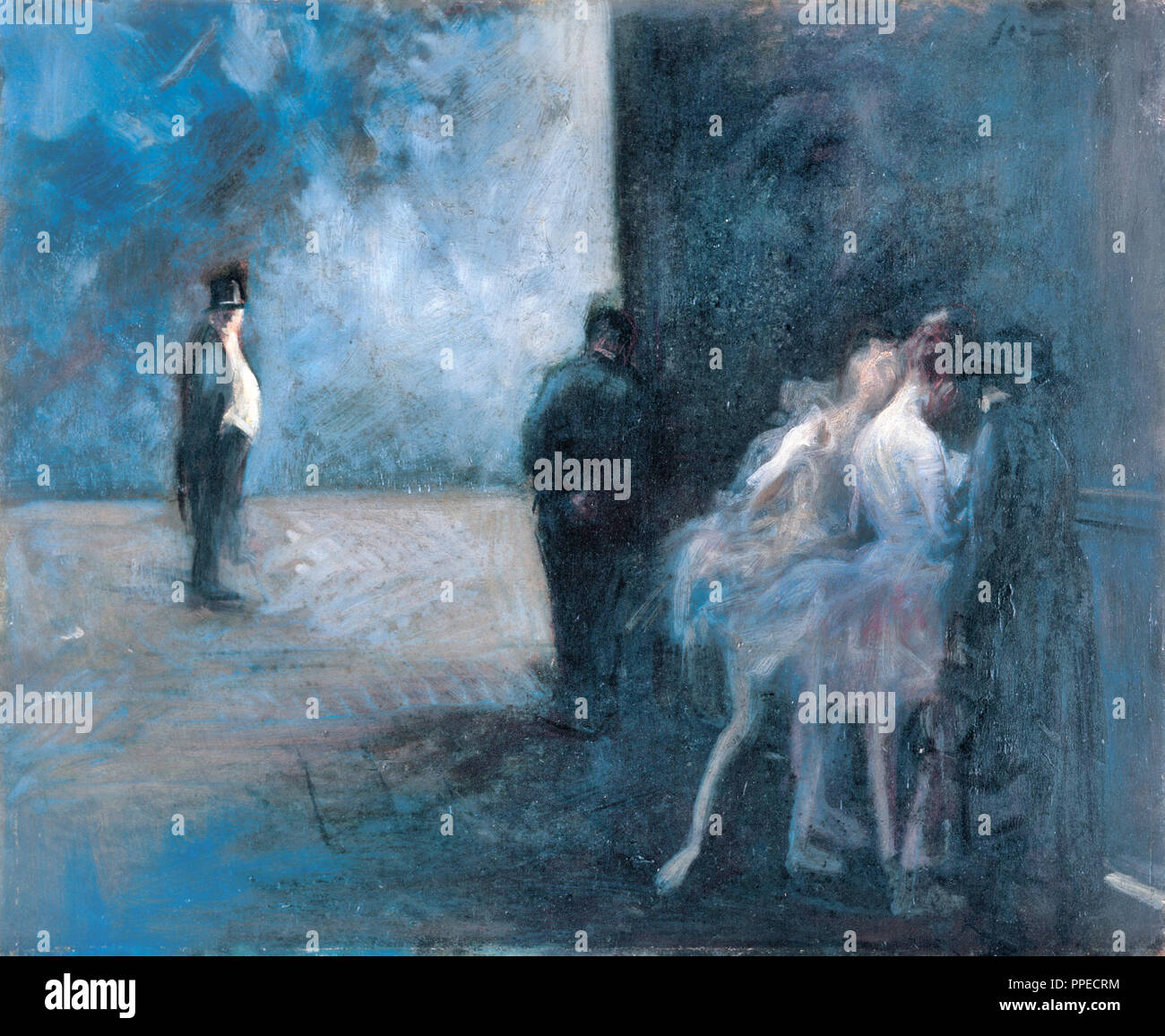 Jean-Louis Forain, Backstage - Symphony in Blue. Circa 1900-1923. Oil ...