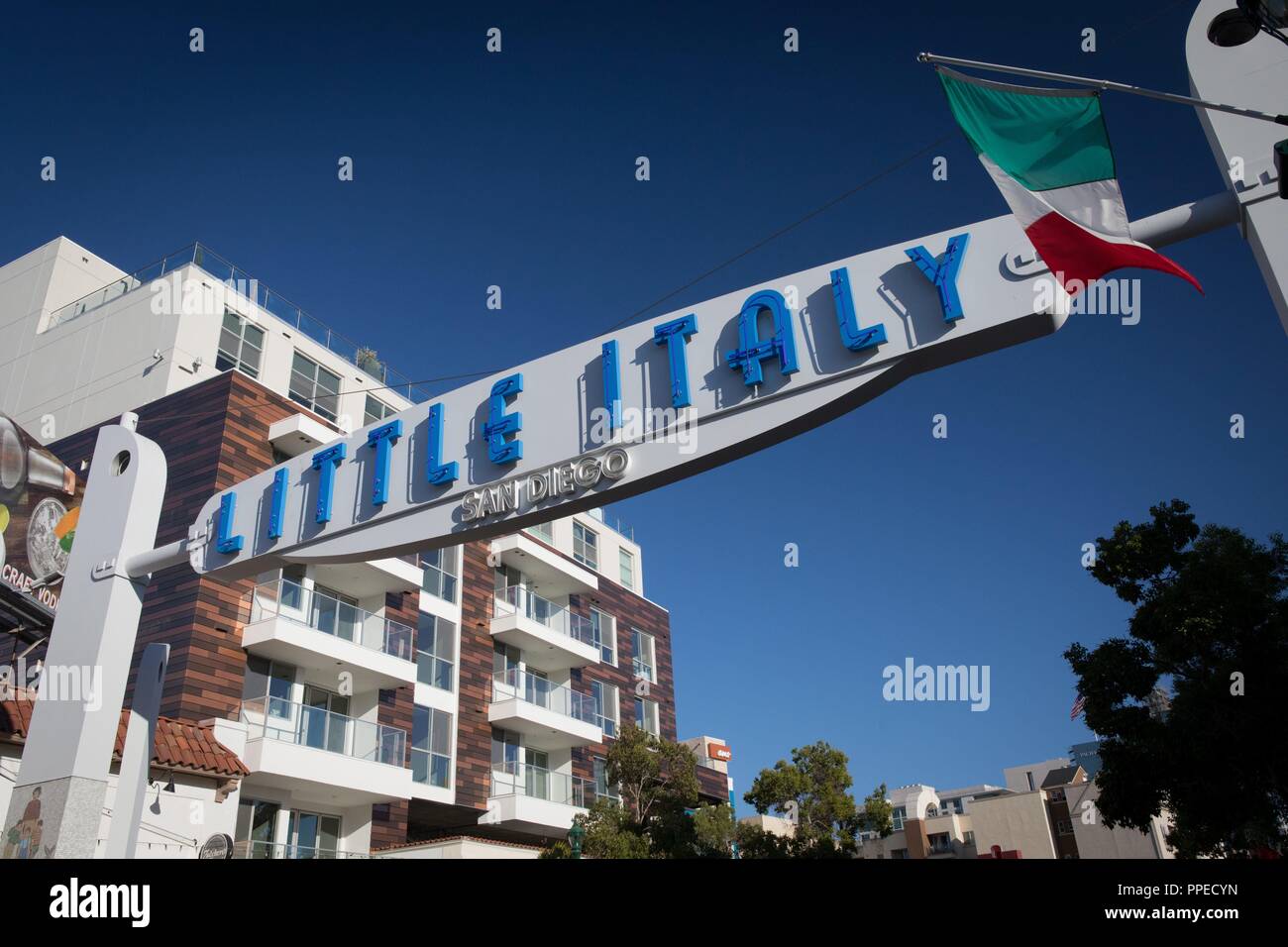 Little Italy's iconic sign on India Street stands out against San Diego ...