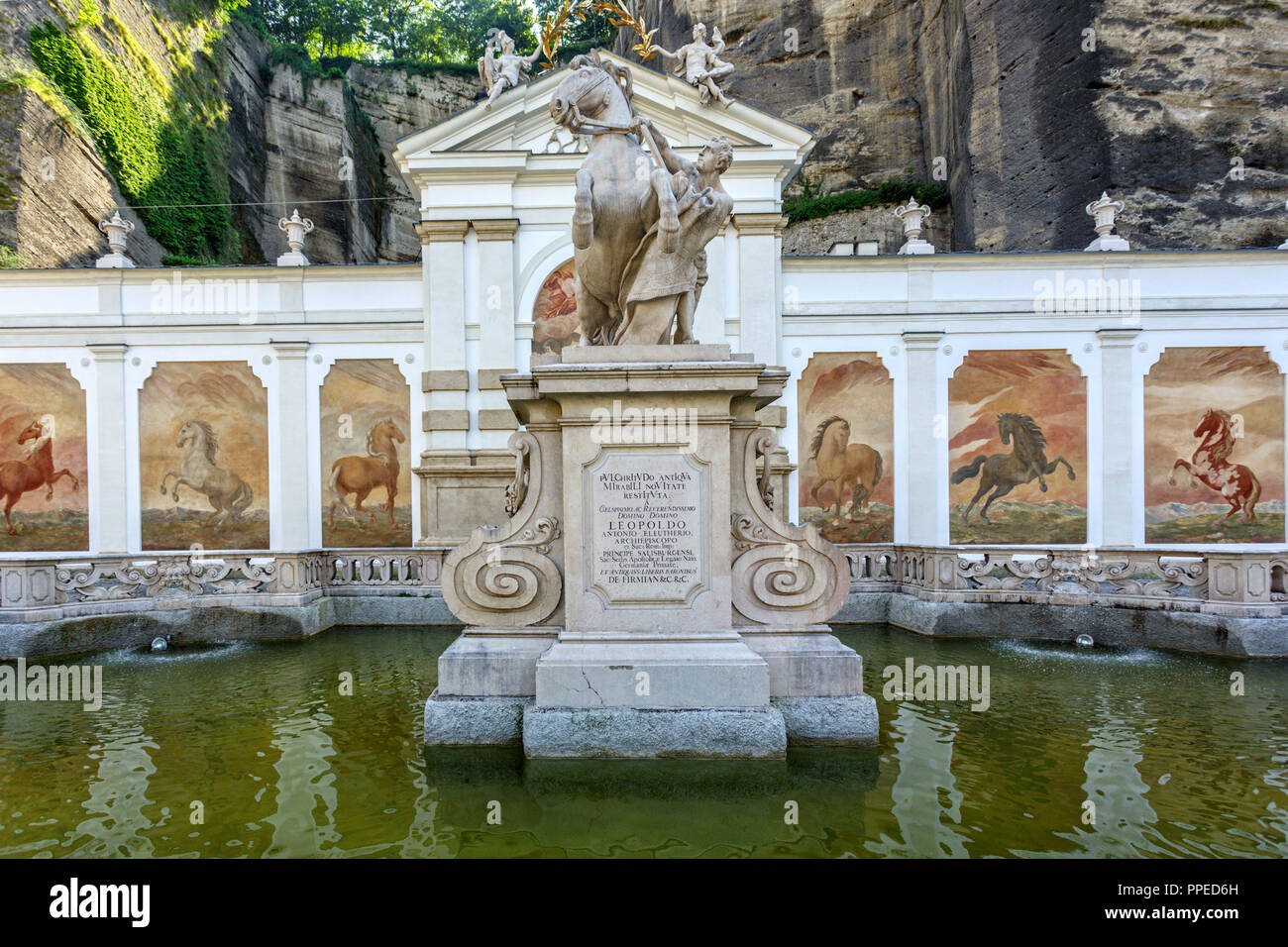 The famous 'Horse bath' statue in the centre of Salzburg Stock Photo ...
