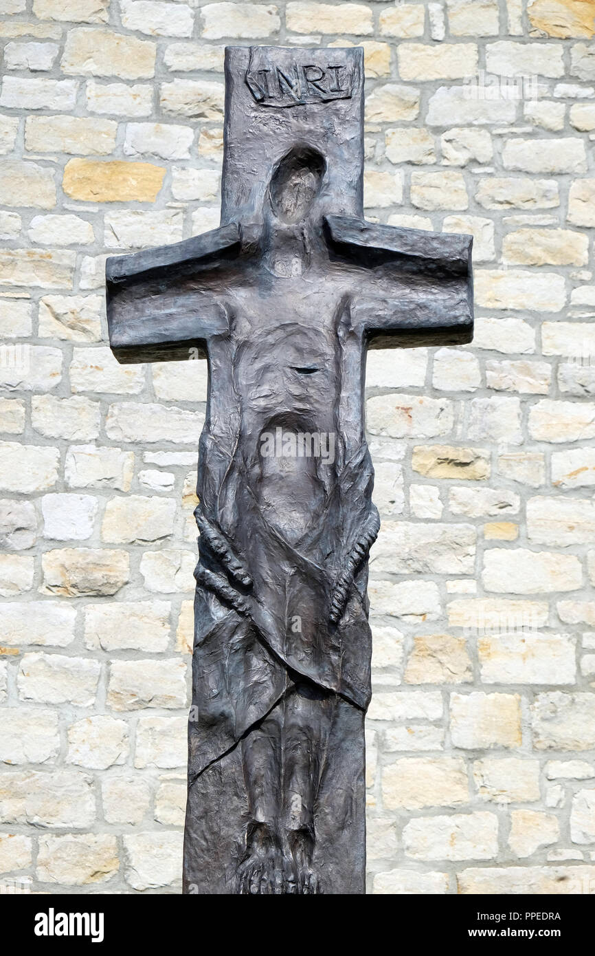 Cross by Sieger Koder in front the Church of Saint Bartholomew in ...
