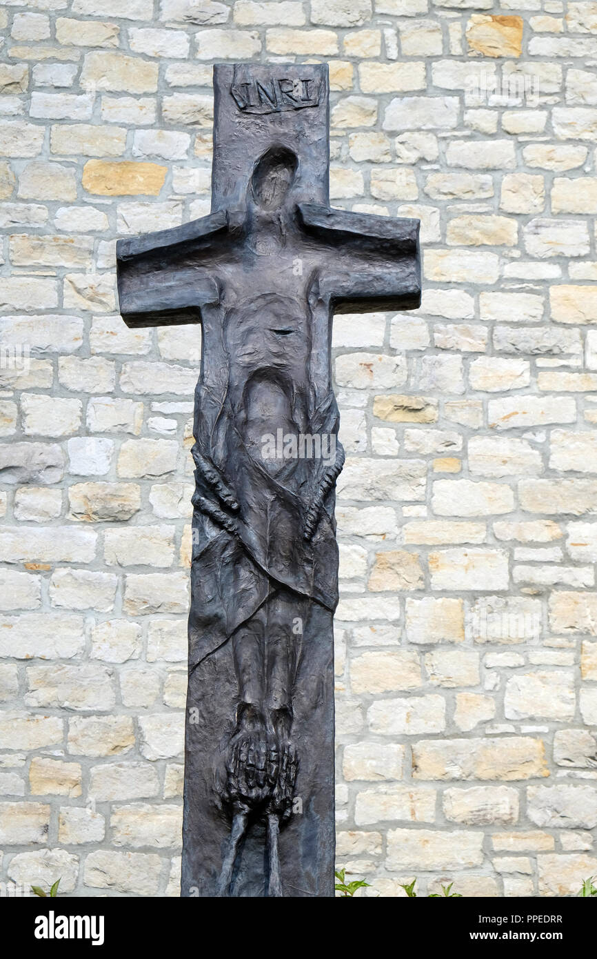 Cross by Sieger Koder in front the Church of Saint Bartholomew in ...