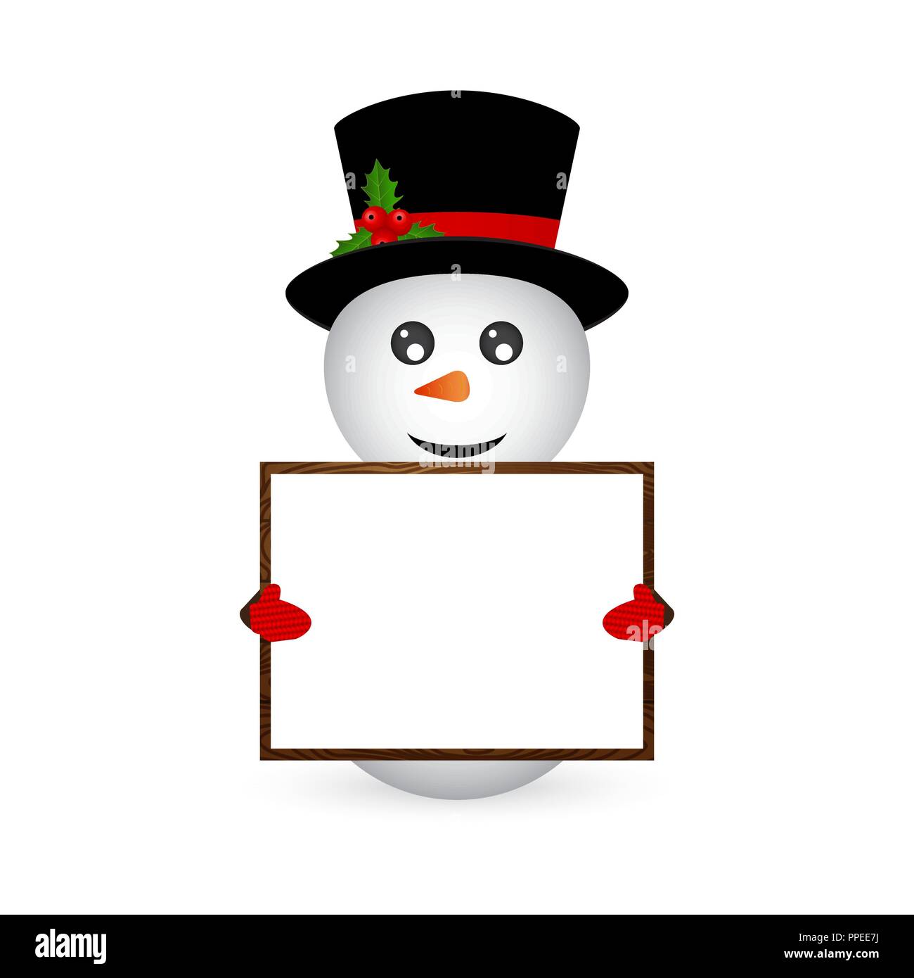 Cute cartoon snowman holding Stock Vector Images - Alamy