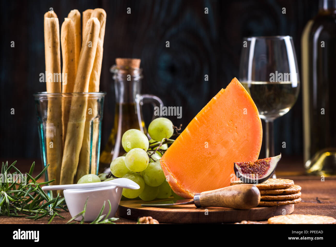 American Cheddar orange cheese Stock Photo - Alamy